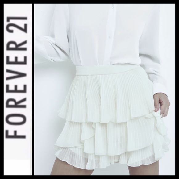 Forever 21 | Skirts | Nwt F2 Pleated Tiered Chiffon Mini Skirt | Poshmark